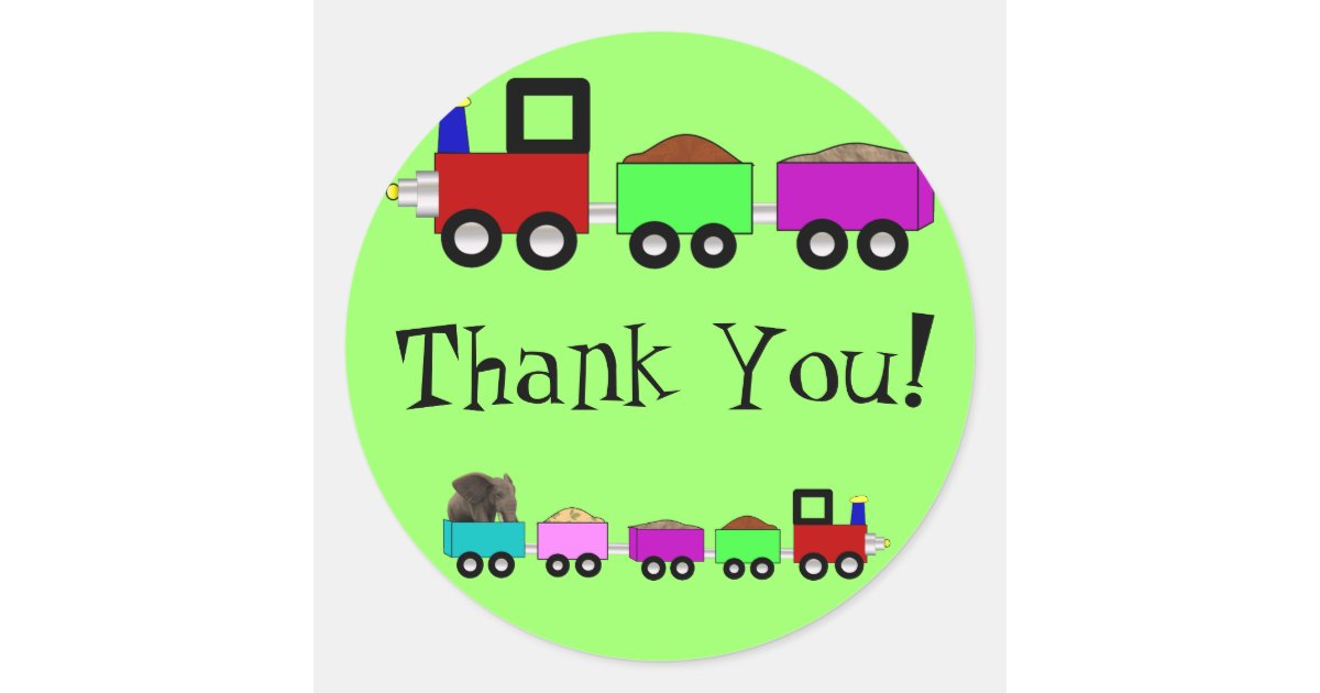 Train themed stickers Thank You! | Zazzle