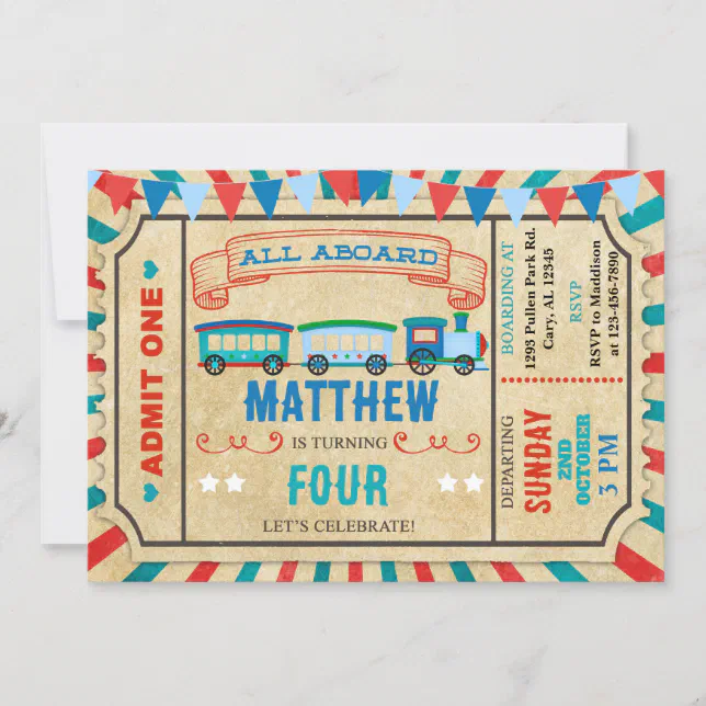 Train ticket boy birthday invitation. invitation | Zazzle