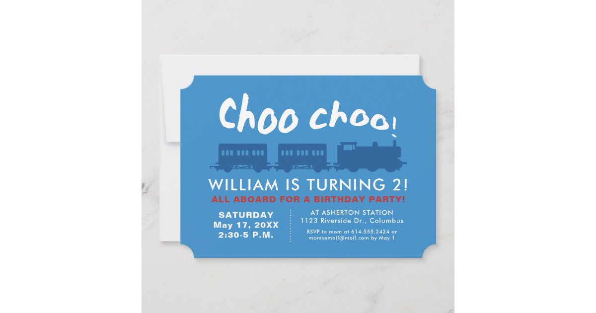 Train ticket kids birthday party invitation | Zazzle