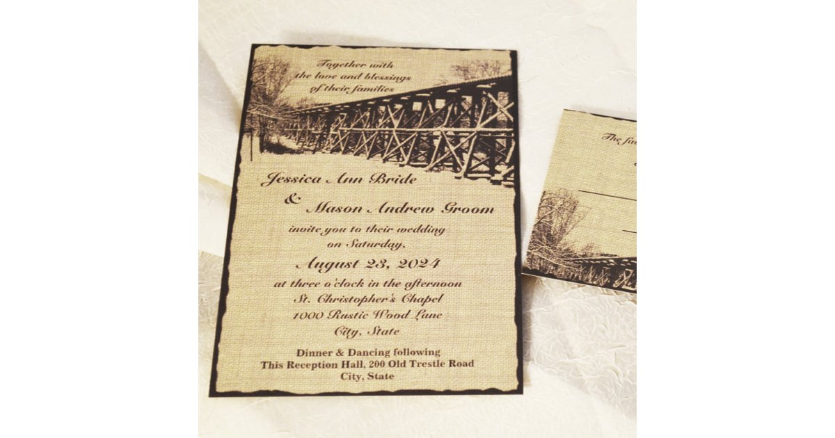 Train Trestle Rustic Wedding Invitation | Zazzle