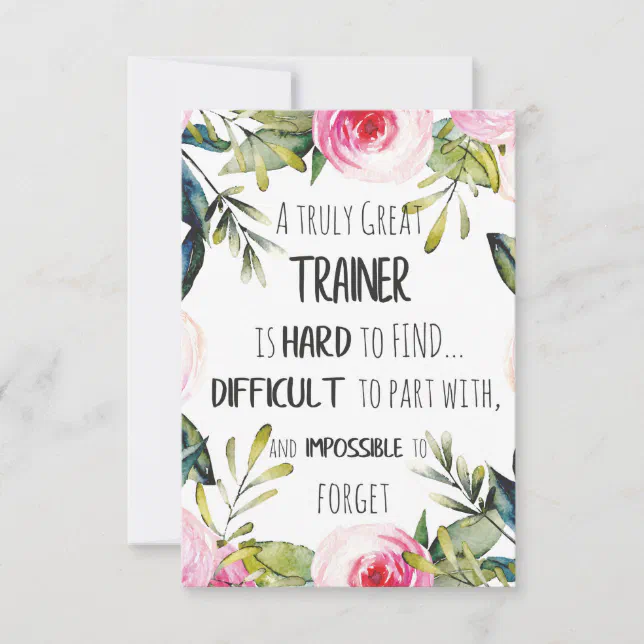 Trainer appreciation Quote Thank you grateful | Zazzle