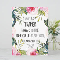 Trainer appreciation Quote Thank you grateful Card | Zazzle