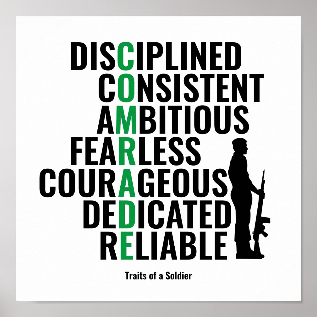 Traits of a Soldier Poster | Zazzle