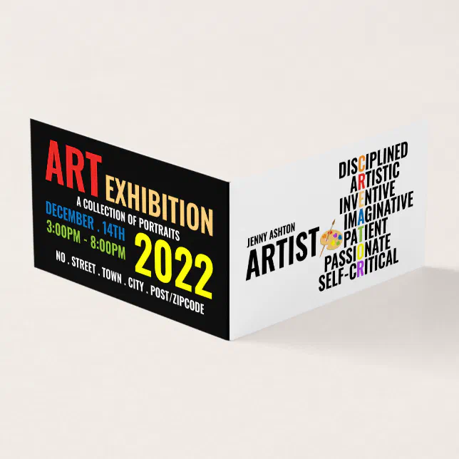 Traits of an Artist, Artist Exhibition, Detailed Business Card | Zazzle