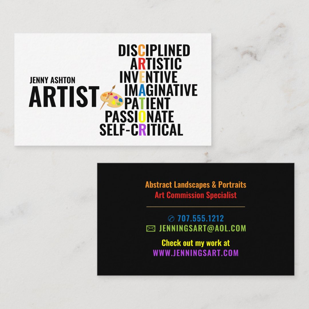 Traits of an Artist, Professional Artist Business Card | Zazzle
