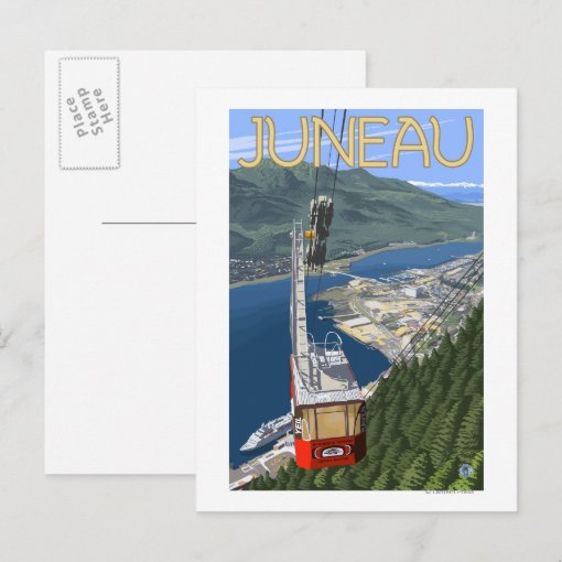 Tram over Juneau, Alaska Vintage Travel Poster Postcard | Zazzle