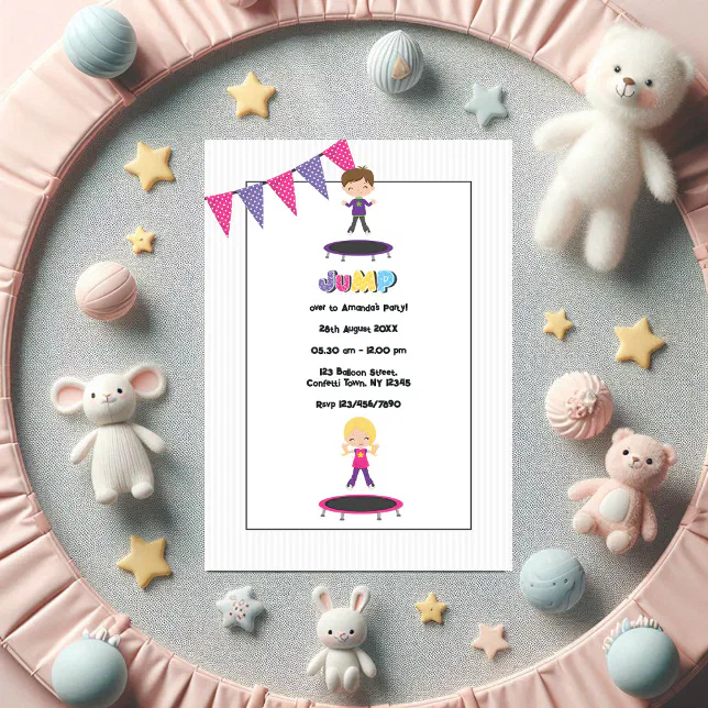 Trampoline Birthday Party Photo Invitation | Zazzle