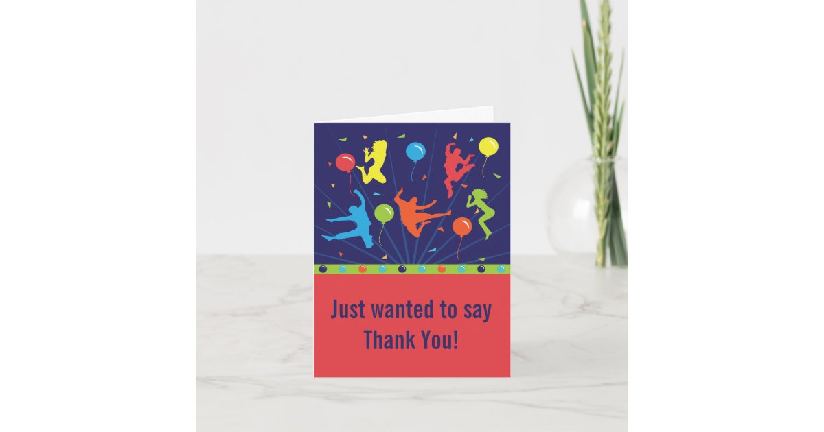 Trampoline Birthday Party Thank You Cards | Zazzle