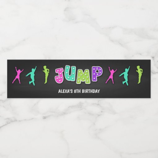 Trampoline Birthday Party Waterbottle Label | Zazzle