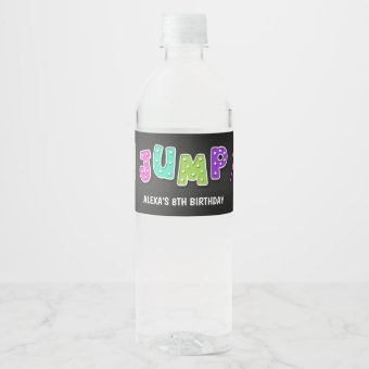 Trampoline Birthday Party Waterbottle Label | Zazzle
