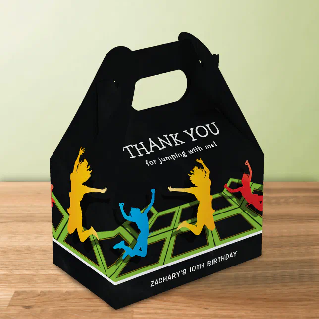 Trampoline Birthday Thank You Favor Box | Zazzle