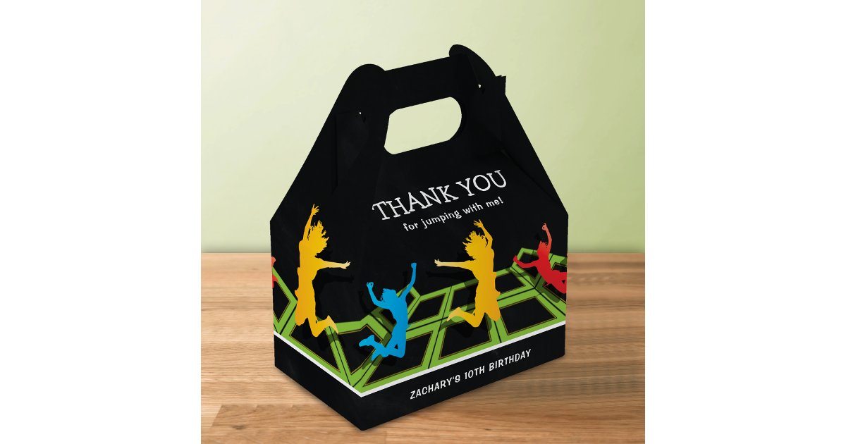 Trampoline Birthday Thank You Favor Box | Zazzle