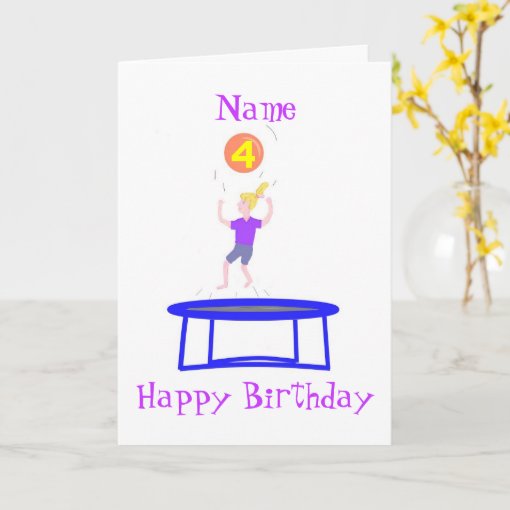 Trampoline Card for girl, add name. | Zazzle