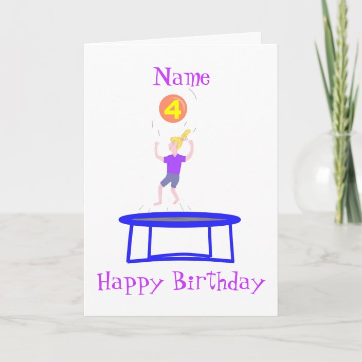 Trampoline Card for girl, add name. | Zazzle.com