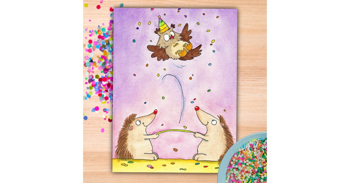 Trampoline Happy Birthday postcard by Nicole Janes | Zazzle