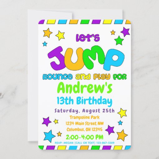 Trampoline Jump Park Party Invitation | Zazzle