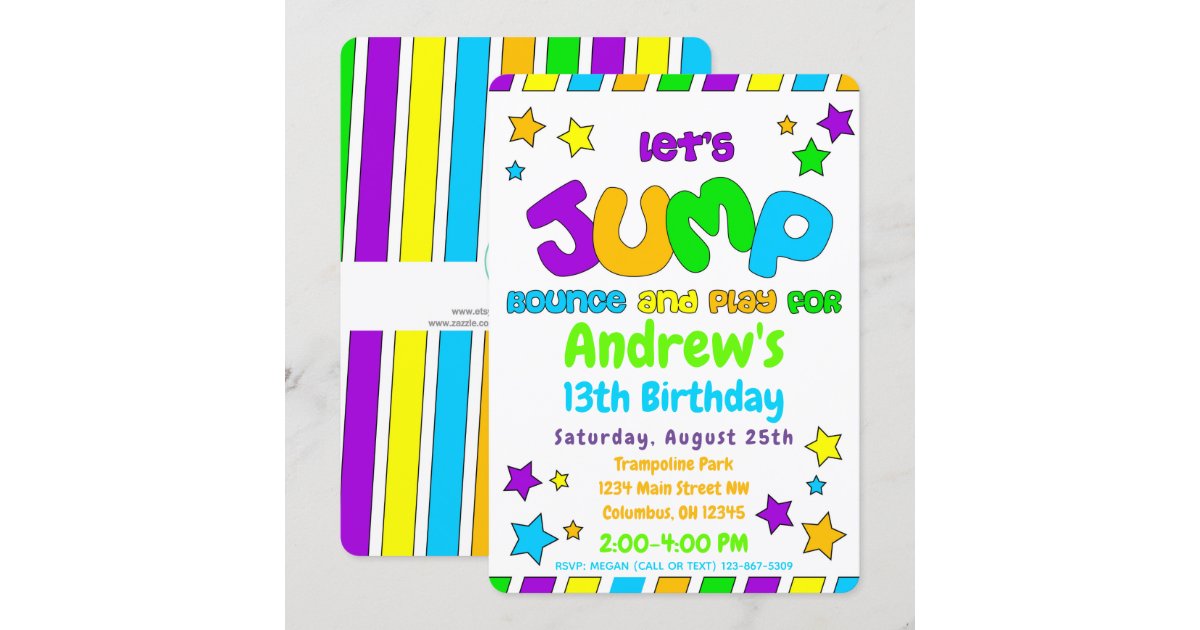 Trampoline Jump Park Party Invitation | Zazzle