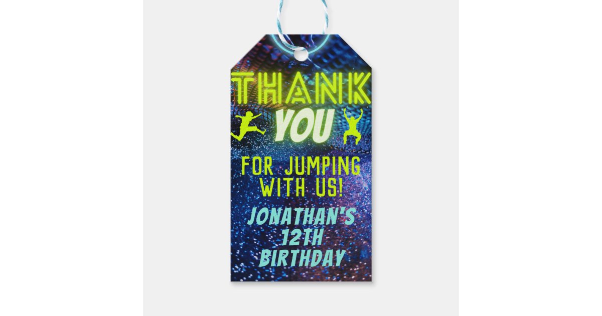 Trampoline Jumping Birthday Party Thank You Favor Gift Tags | Zazzle