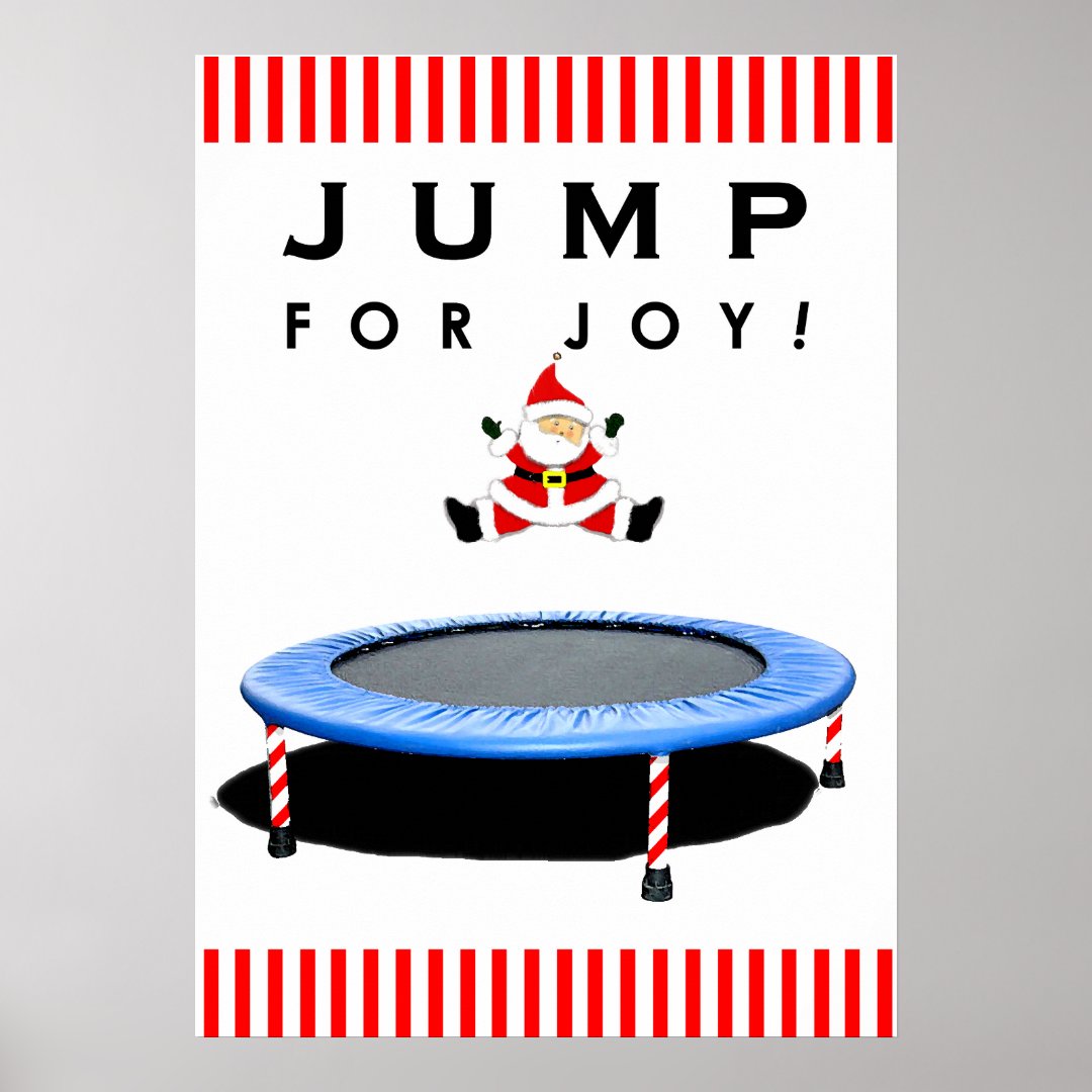 Trampoline Jumping Santa Claus Poster | Zazzle