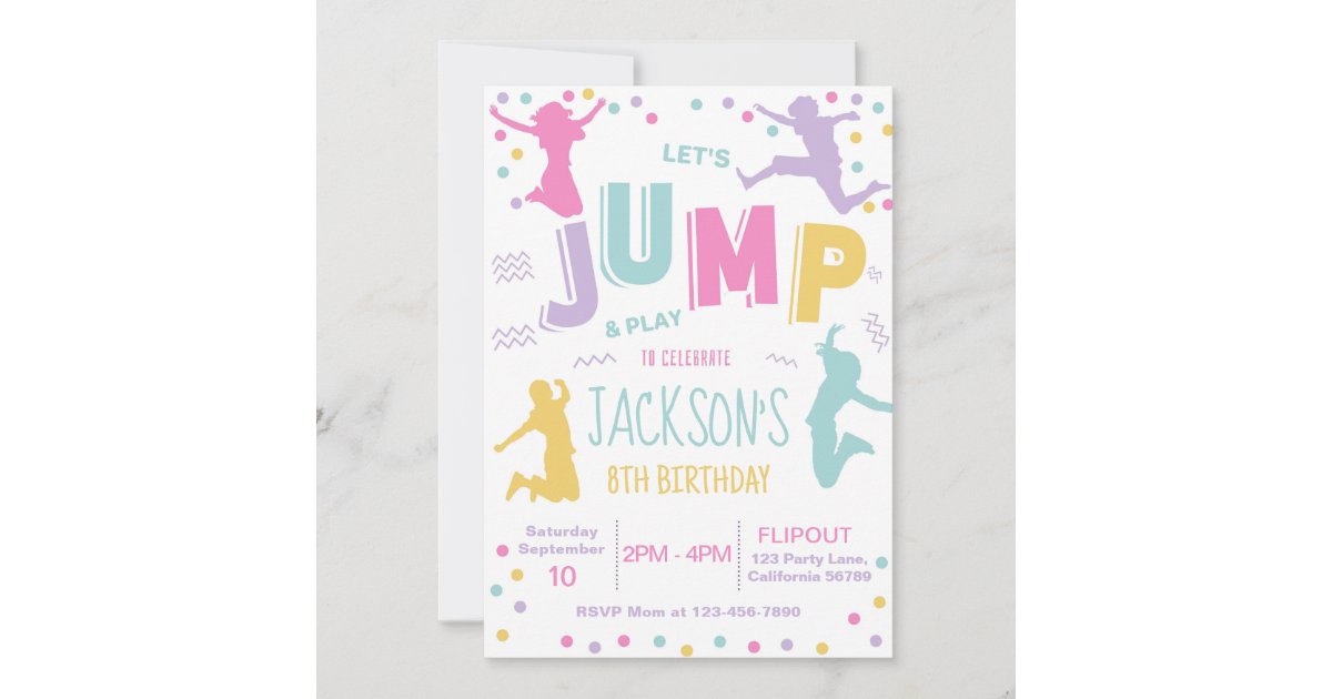 Trampoline Park Birthday Invitation Jump Invite | Zazzle