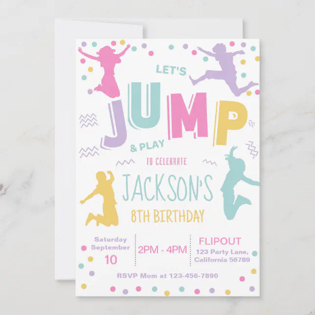 Trampoline Park Birthday Invitation Jump Invite | Zazzle