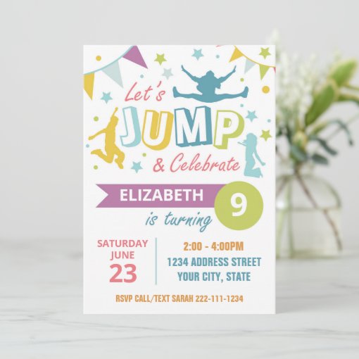 Trampoline park birthday invitation white | Zazzle