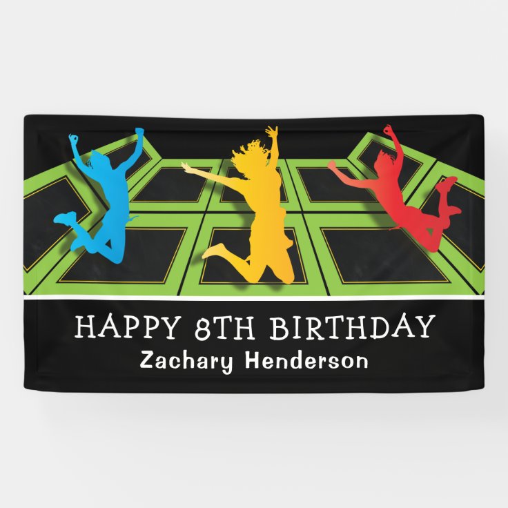 Trampoline Park Kids Birthday Party Banner | Zazzle