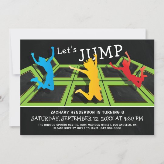Trampoline Park Kids Birthday Party Invitation | Zazzle.com
