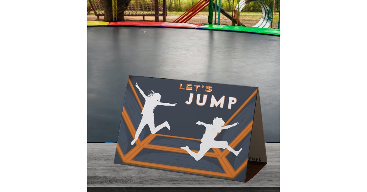 Trampoline Park Let's Jump Orange Birthday Party Thank You Card | Zazzle