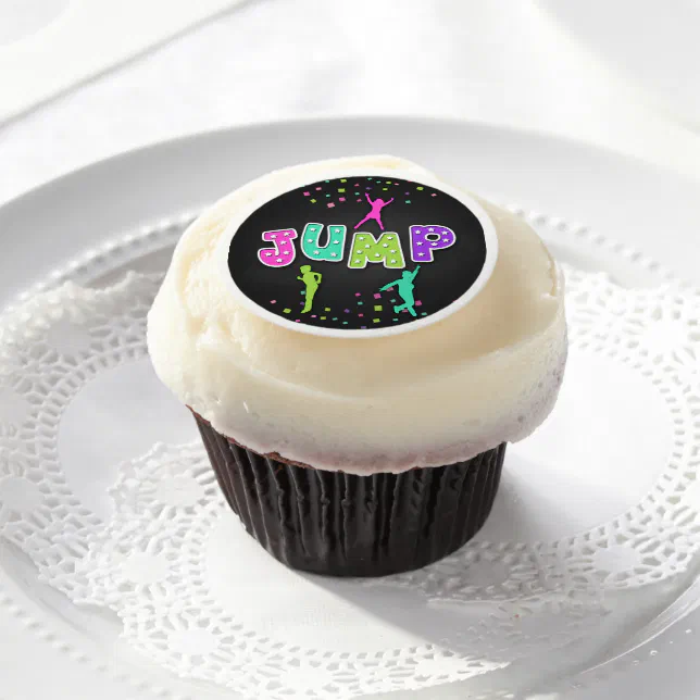 Trampoline Party Edible Cupcake Topper - Girl Edible Frosting Rounds ...