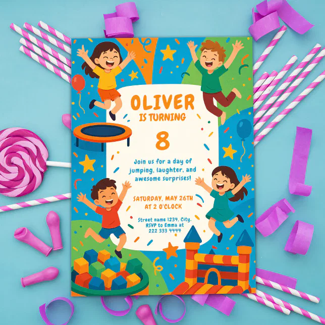 Trampoline Party Fun – Jump Birthday Invitation | Zazzle