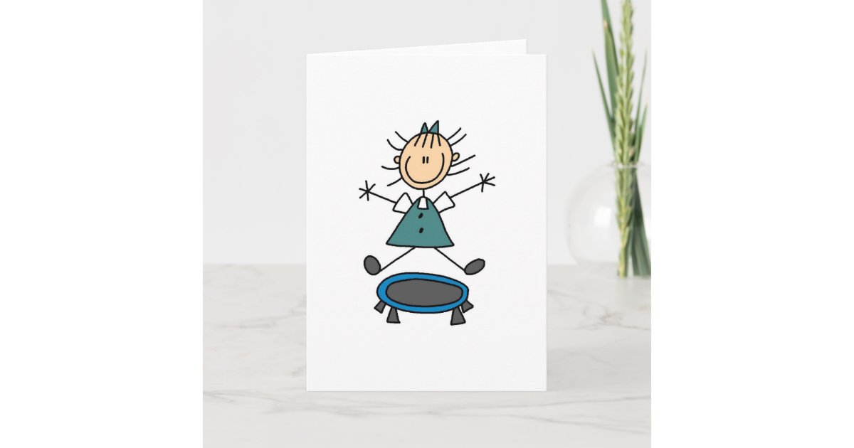 Trampoline Stick Figure Card | Zazzle