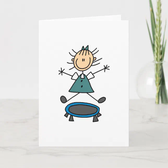 Trampoline Stick Figure Card | Zazzle
