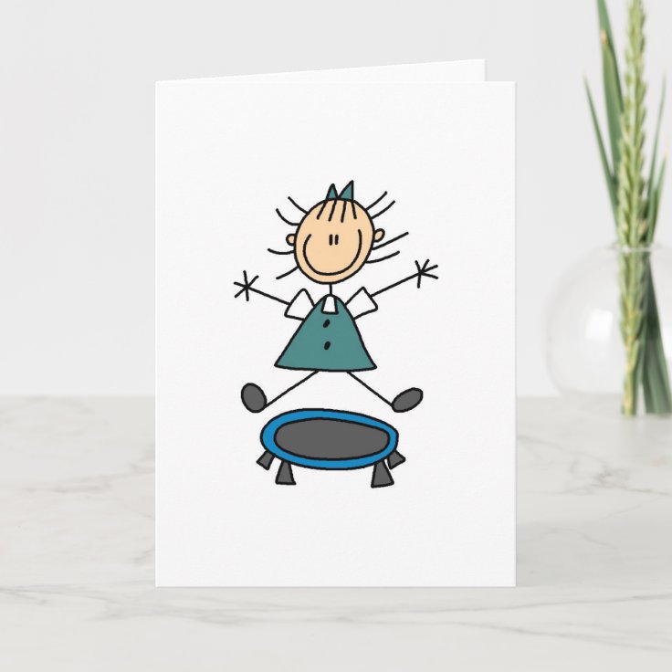 Trampoline Stick Figure Card | Zazzle
