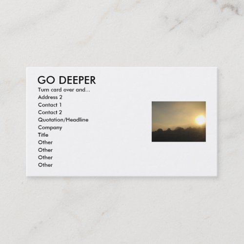 Trance Card GO DEEPER, Turn card over and...... Business Card Template