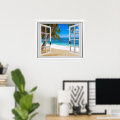 Tranquil Beach Ocean Fake Window View Poster | Zazzle