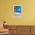 Tranquil Beach Ocean View Fake Window Poster | Zazzle