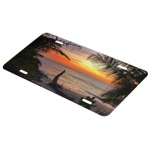 Tranquil Hawaiian Tropical Island Beach Sunset License Plate | Zazzle