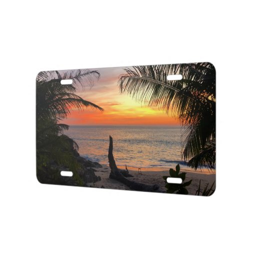 Tranquil Hawaiian Tropical Island Beach Sunset License Plate | Zazzle