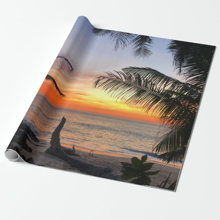 Tranquil Hawaiian Tropical Island Beach Sunset Wrapping Paper | Zazzle.com