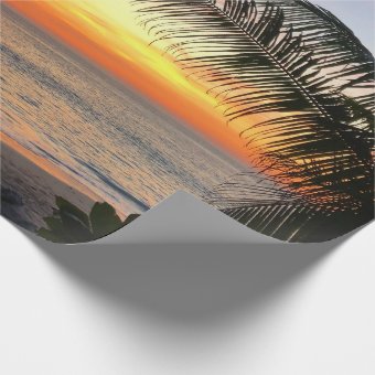 Tranquil Hawaiian Tropical Island Beach Sunset Wrapping Paper | Zazzle