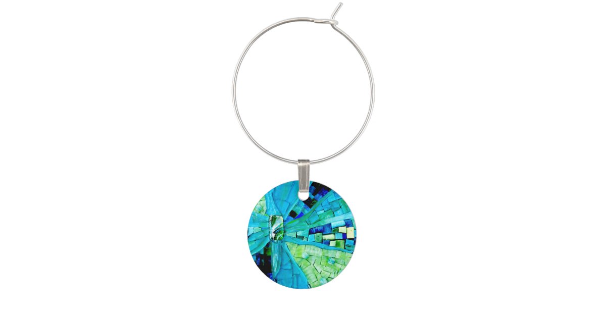 Tranquility Mosaic Wine Glass Charm | Zazzle