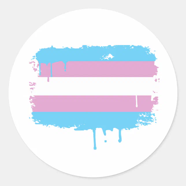 TRANS FLAG DRIPPING CLASSIC ROUND STICKER | Zazzle