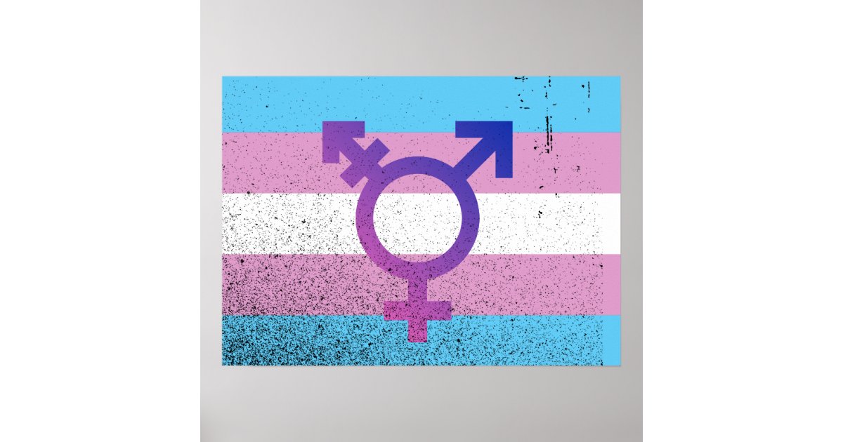 TRANS FLAG ORIGINAL WITH SYMBOL -.png Poster | Zazzle