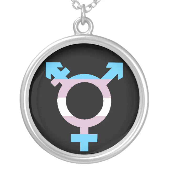 Trans Flag Symbol Silver Plated Necklace | Zazzle