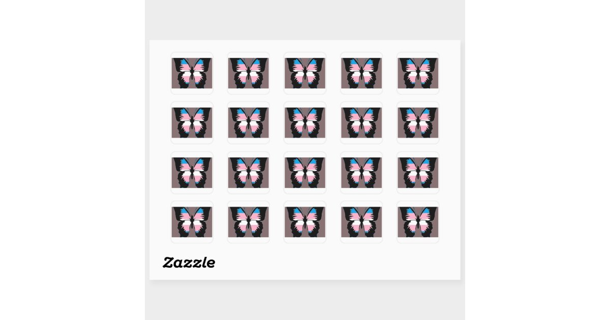 Trans Pride Butterfly Square Stickers | Zazzle