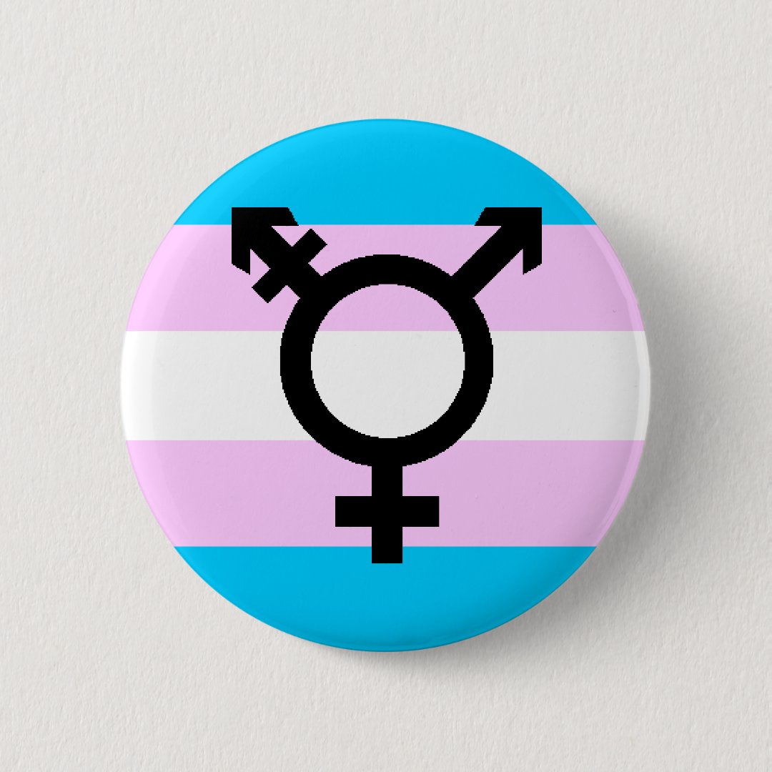 Trans Pride button - with symbol | Zazzle