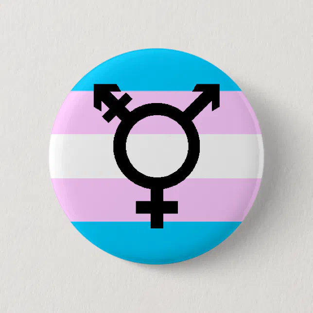 Trans Pride button - with symbol | Zazzle