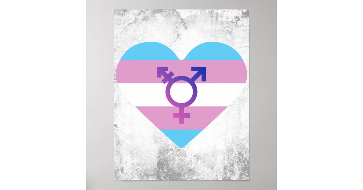 Trans Pride Flag Heart Poster | Zazzle