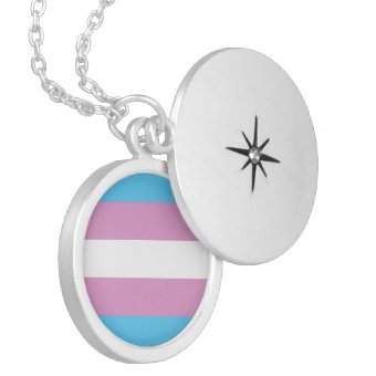 Trans Pride Flag Silver Plated Necklace | Zazzle